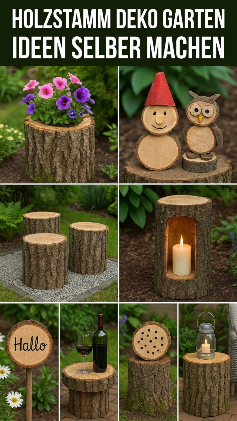 Geniale Ideen für Holzstamm Deko im Garten die du ganz easy selber machen kannst | Garten Ideen